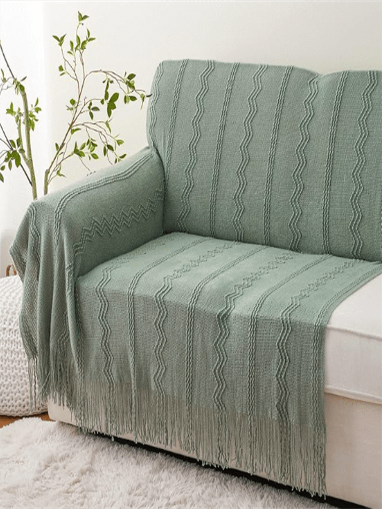 Sage Green Blanket, Sage Green Decor, Knit Bedspread, Spring Coverlet ...