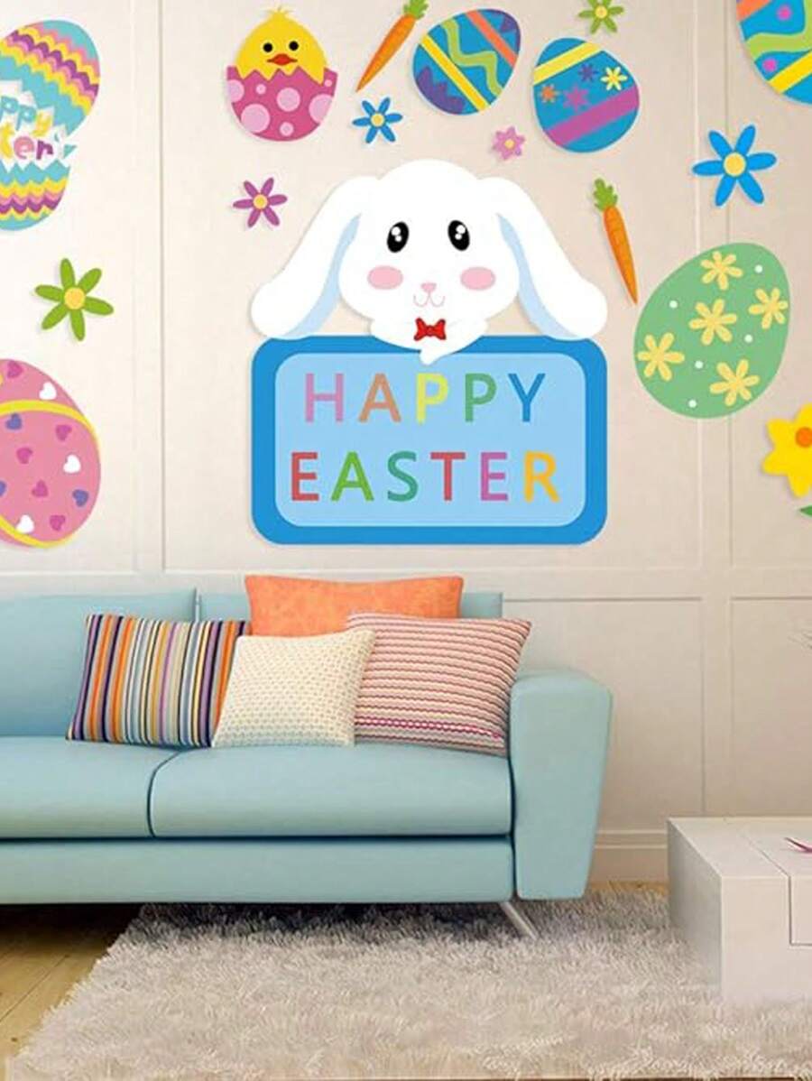 6 Sheet Easter Window Clings, Easter Window Decoration Stickers Decals ...