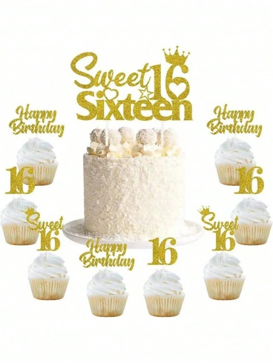 25PC Birthday Party Set Card Insert For 16th Birthday Party Cake Card ...