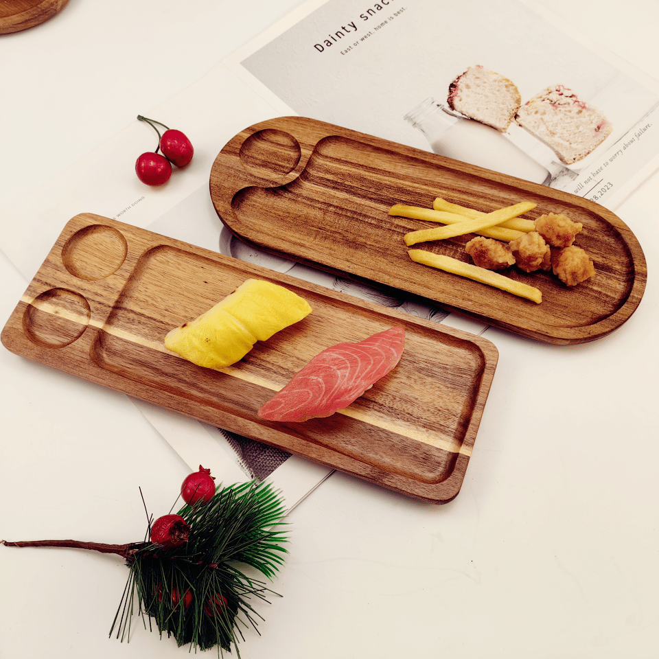 1pc Acacia Wood Serving Tray, Ideal For Sweet, Sushi, Snack, Cake ...