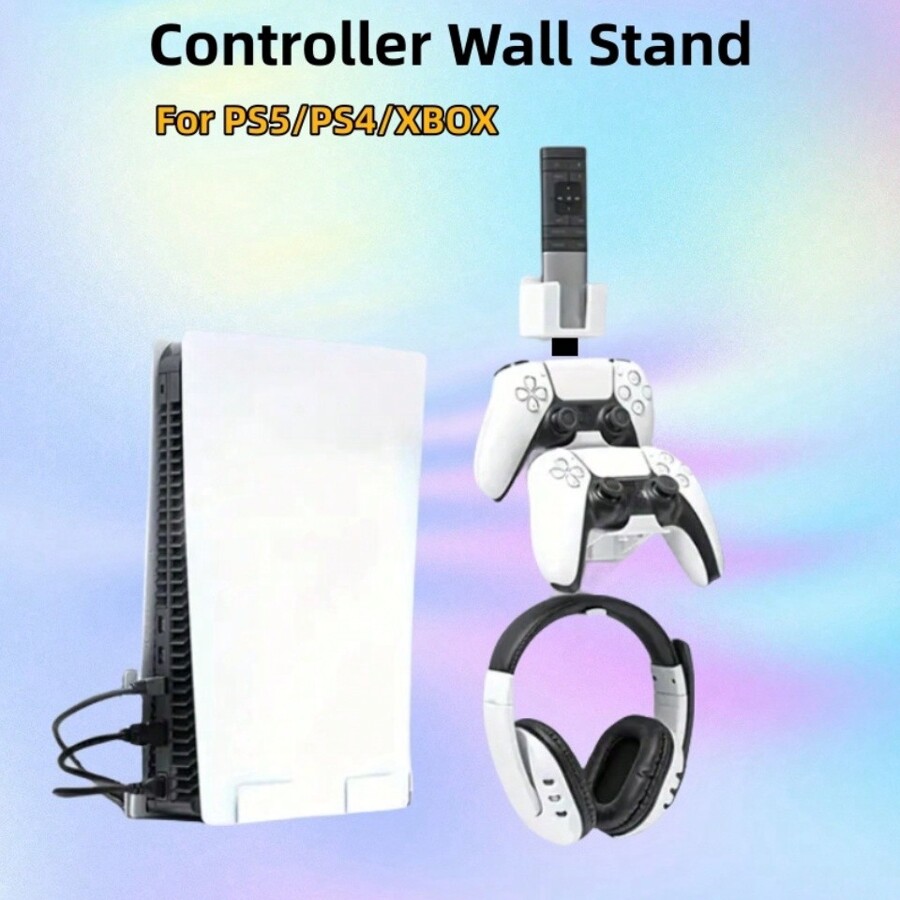 For PS5 Console Wall Mount Stand With Controller Holder Headset Holder ...