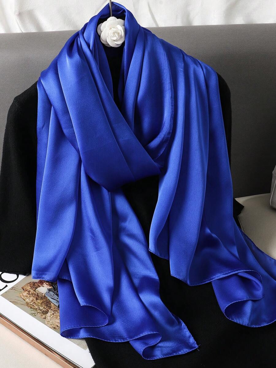 1pc Plain Women's New Satin Long Scarf Satin Scarf Bandana,Hair Band ...