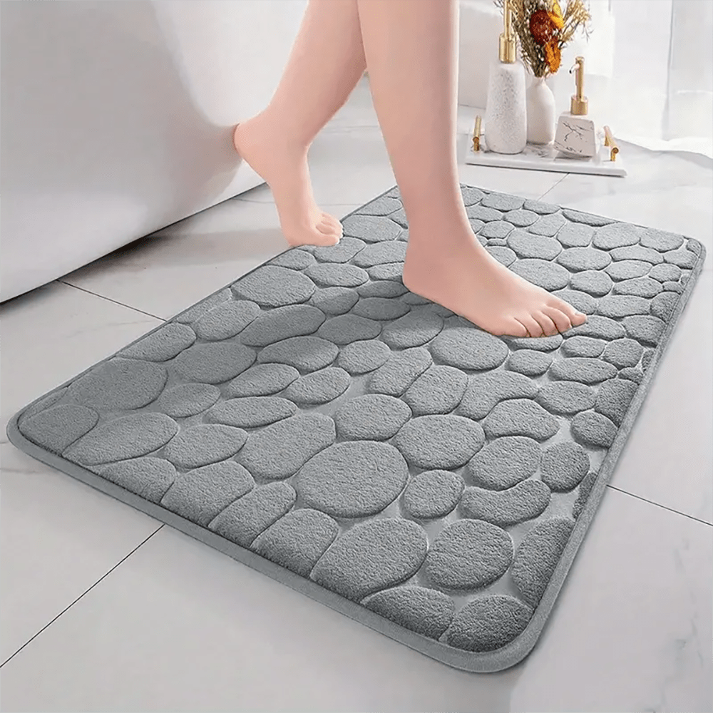 Ultra Soft 3pcs/Set Memory Foam Bathroom Rug Set - Pebble Embossing ...