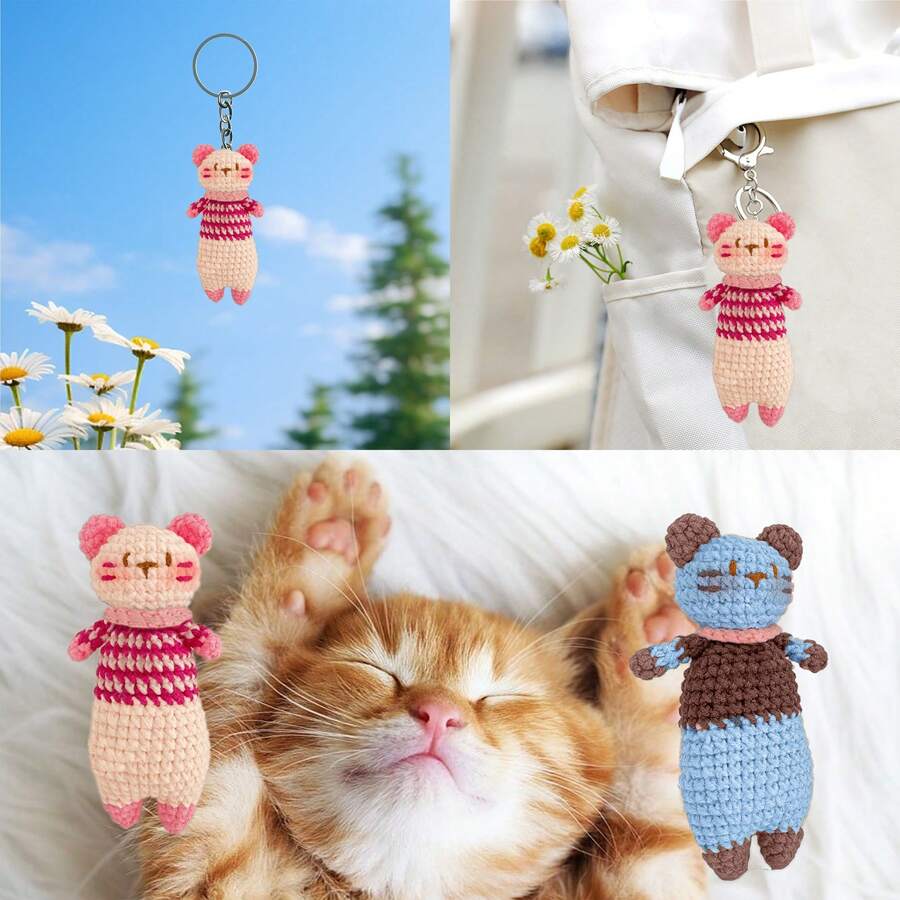 2PCS DIY Friend Long Cat Crochet Kit For Beginners, Amigurumi Stuffed ...