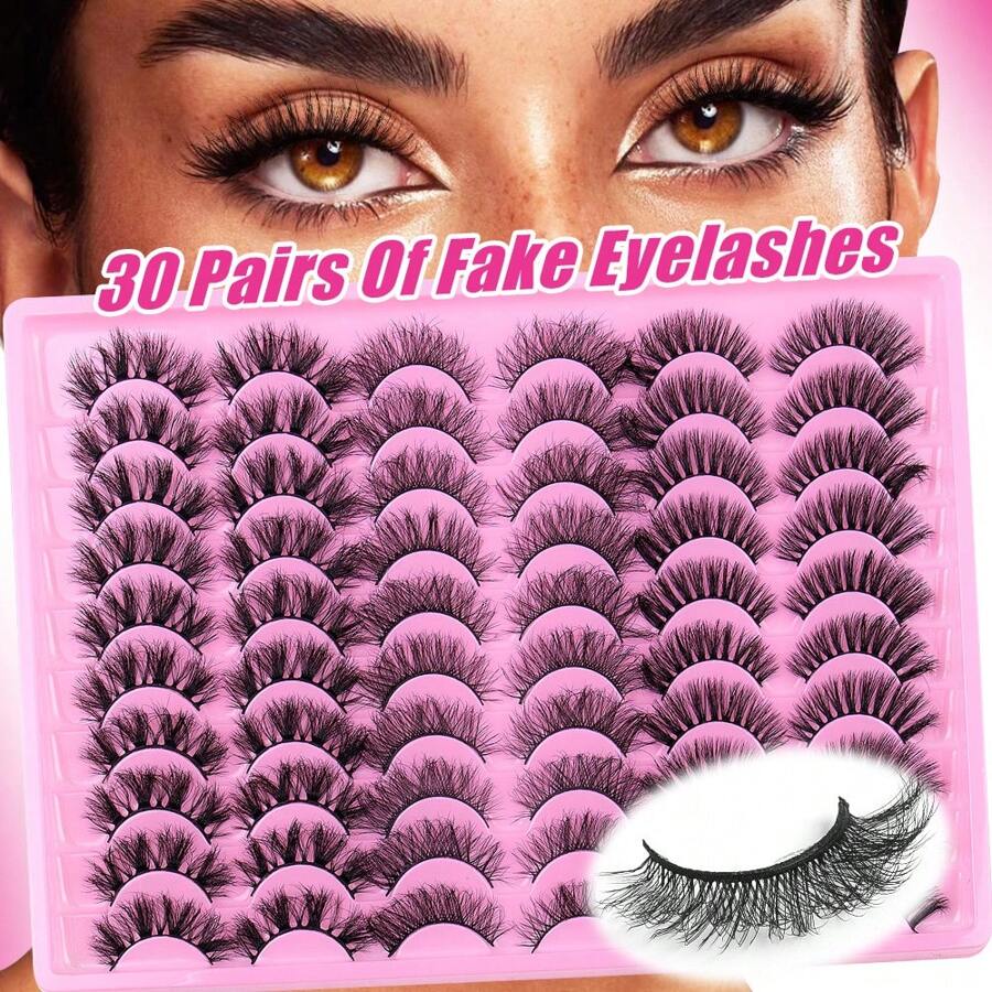 Ensemble De 30 Paires De 3 Styles De Faux-cils Mixtes De 9 À 17 Mm ...