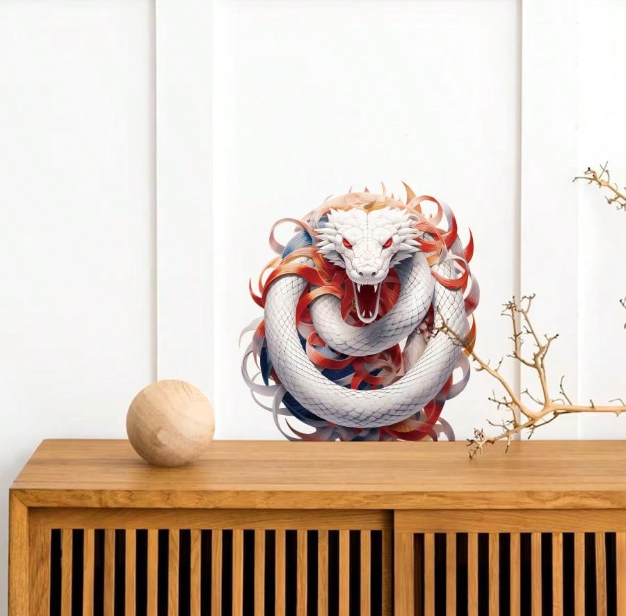 1pc Personalized White Dragon Sticker For Wall Decoration In Living ...