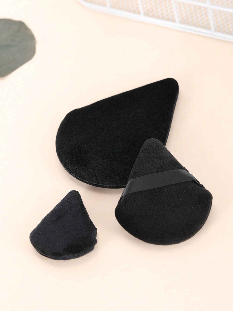 3pcs/Set Black Triangular Double-Sided Makeup Sponge In Large, Medium ...