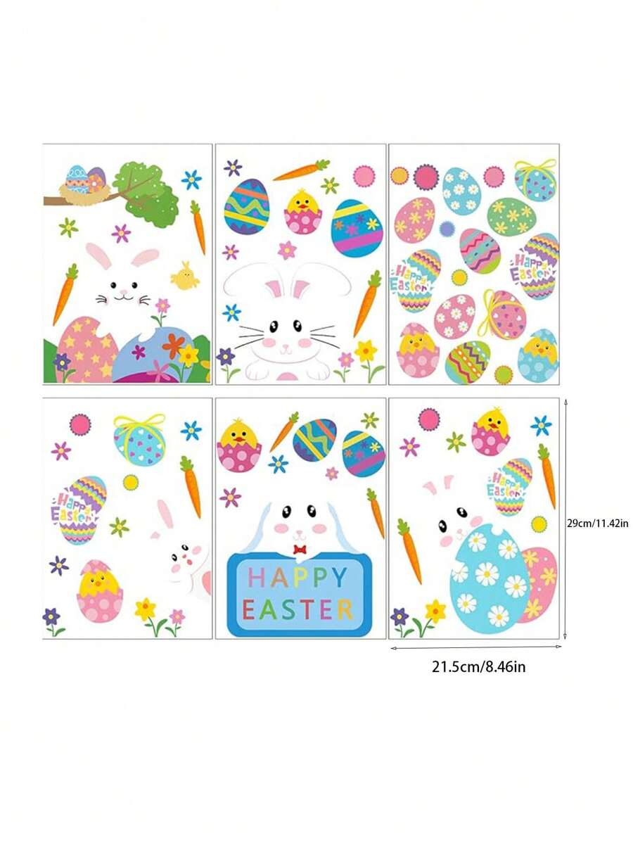 6 Sheet Easter Window Clings, Easter Window Decoration Stickers Decals ...