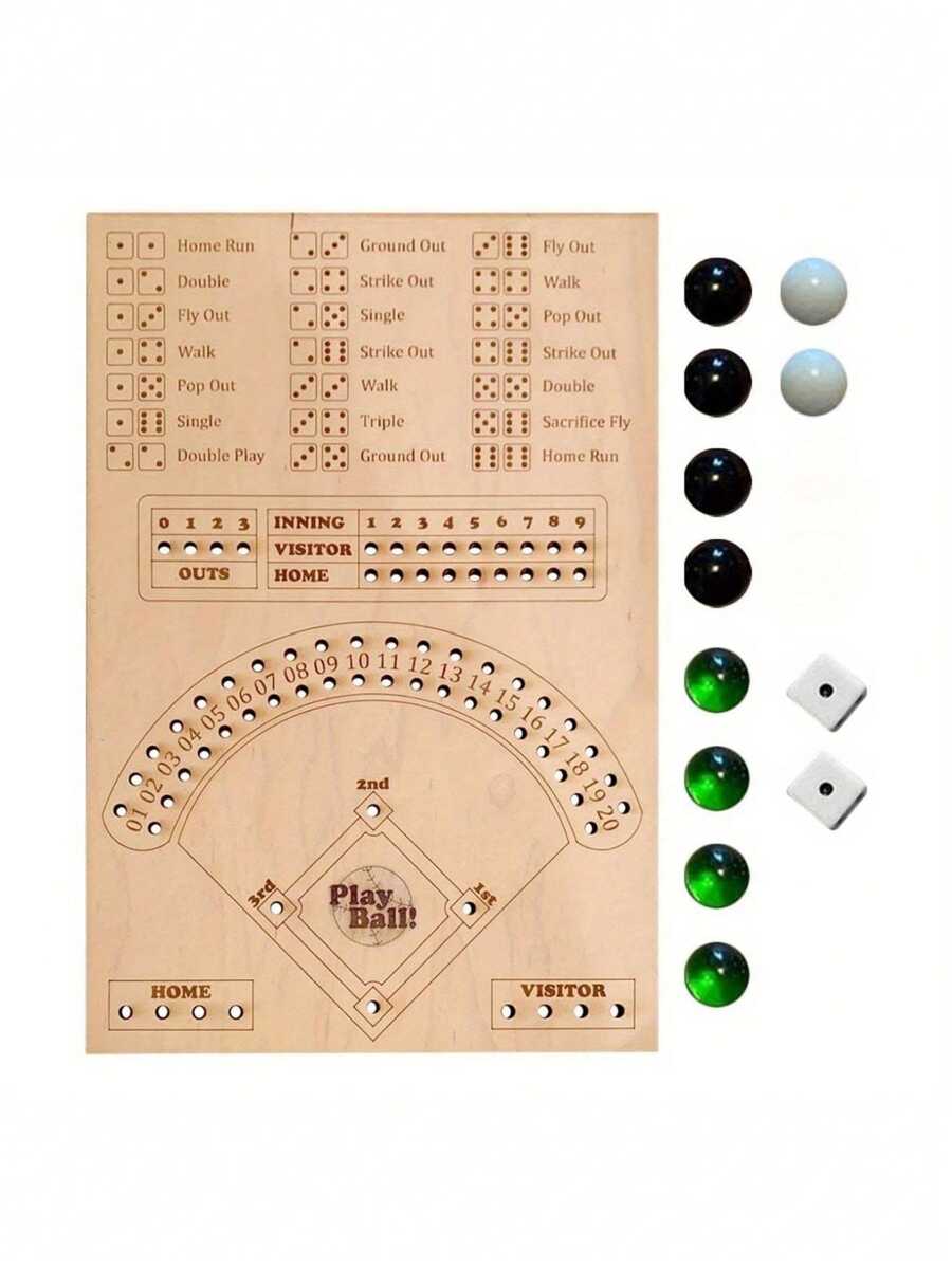 Baseball Dice Board Game - Baseball Dice Game Wood Board - Wooden ...