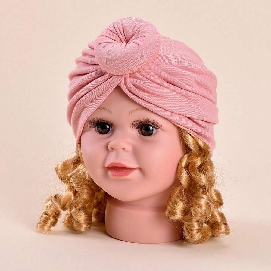 1pc Pure Color Baby Beanie With Pom Pom Ball For Newborns, European And ...