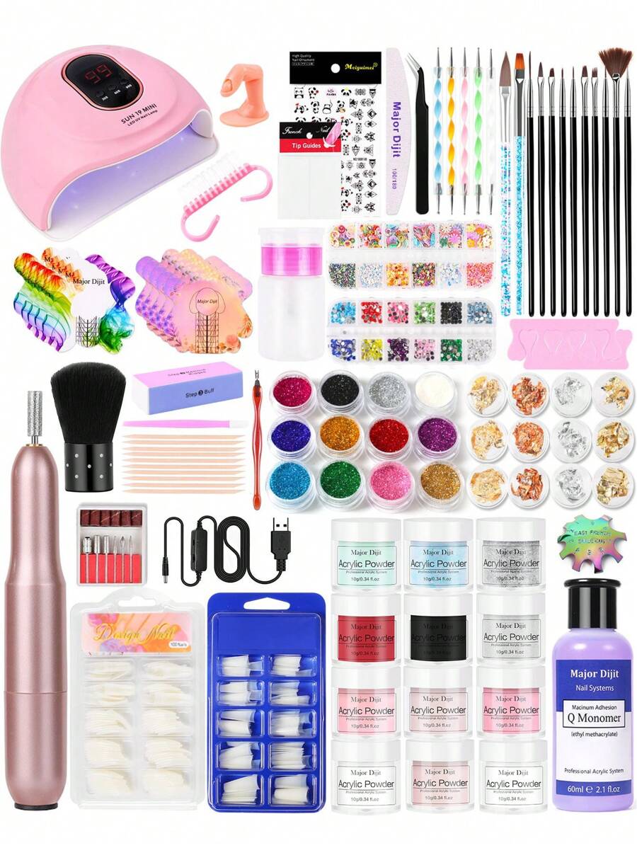 94pcs Manicure Set 6-Color Crystal Powder Nail Art Grinding Machine ...