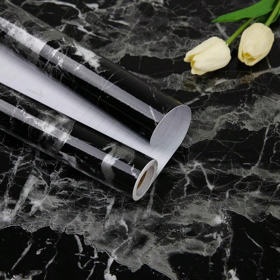 Black Marble Contact Paper For Countertops Waterproof Granite ...
