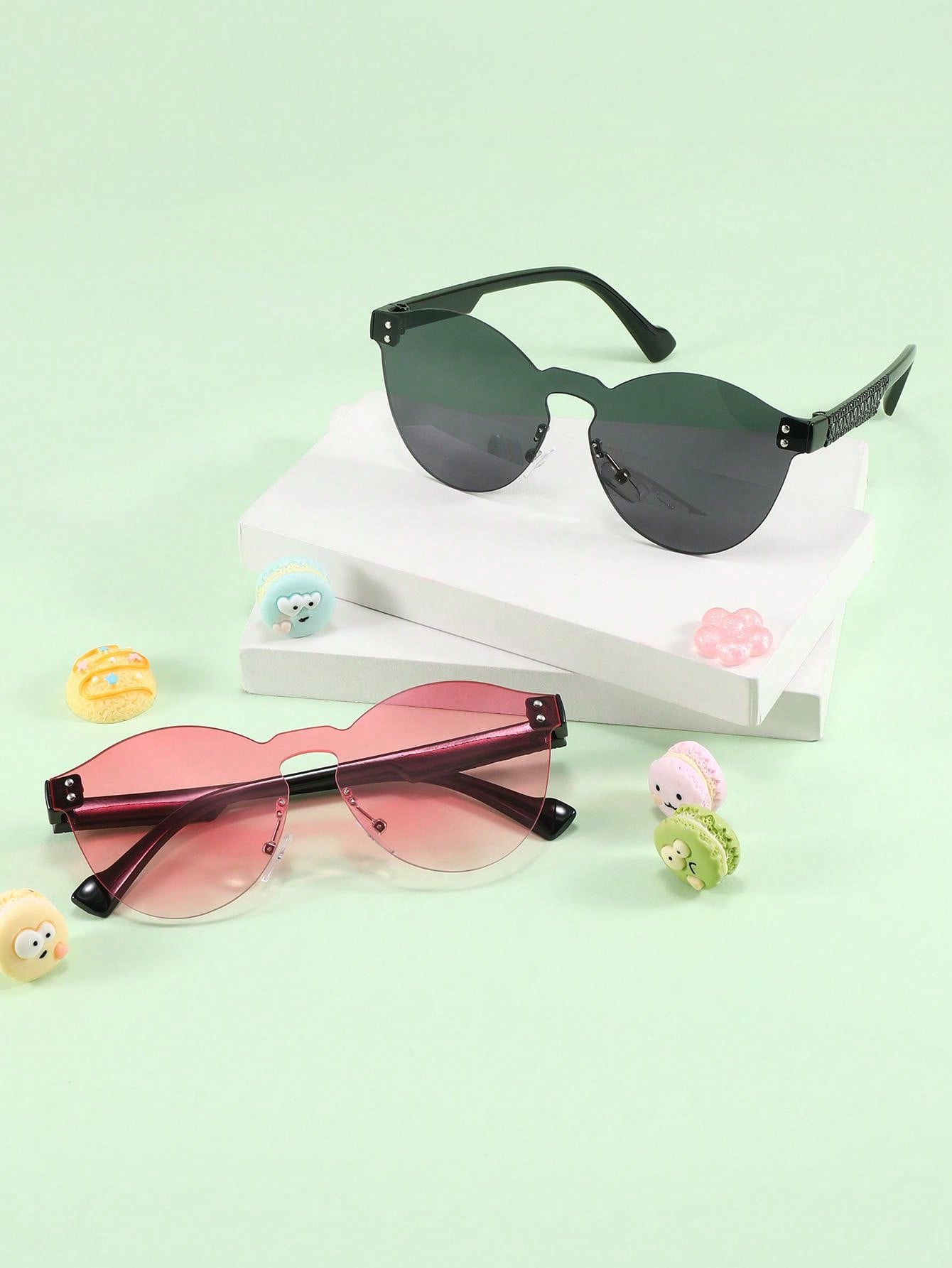 2pcs Trendy Rimless Sunglasses For Boys And Girls, Uv Protection For ...