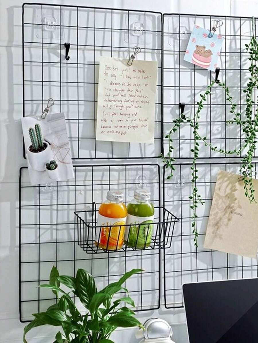 1pc Iron Mesh Hanging Storage Basket Wall-Mounted Organizer, Small ...