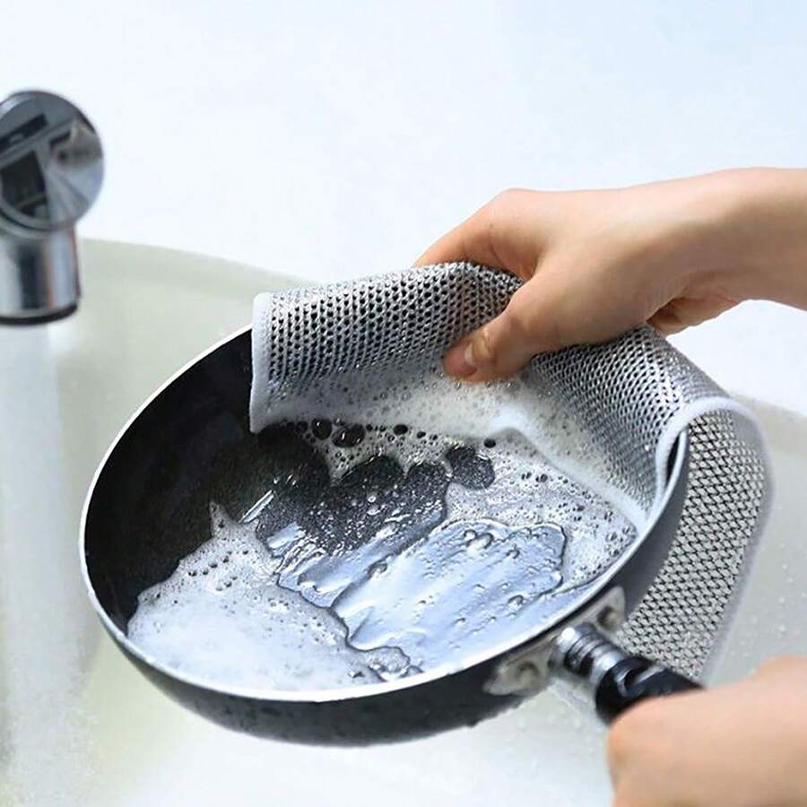 1/2/4/6pcs Steel Wire Mesh Scrubbing Cleaning Cloth With Dual-Sided ...