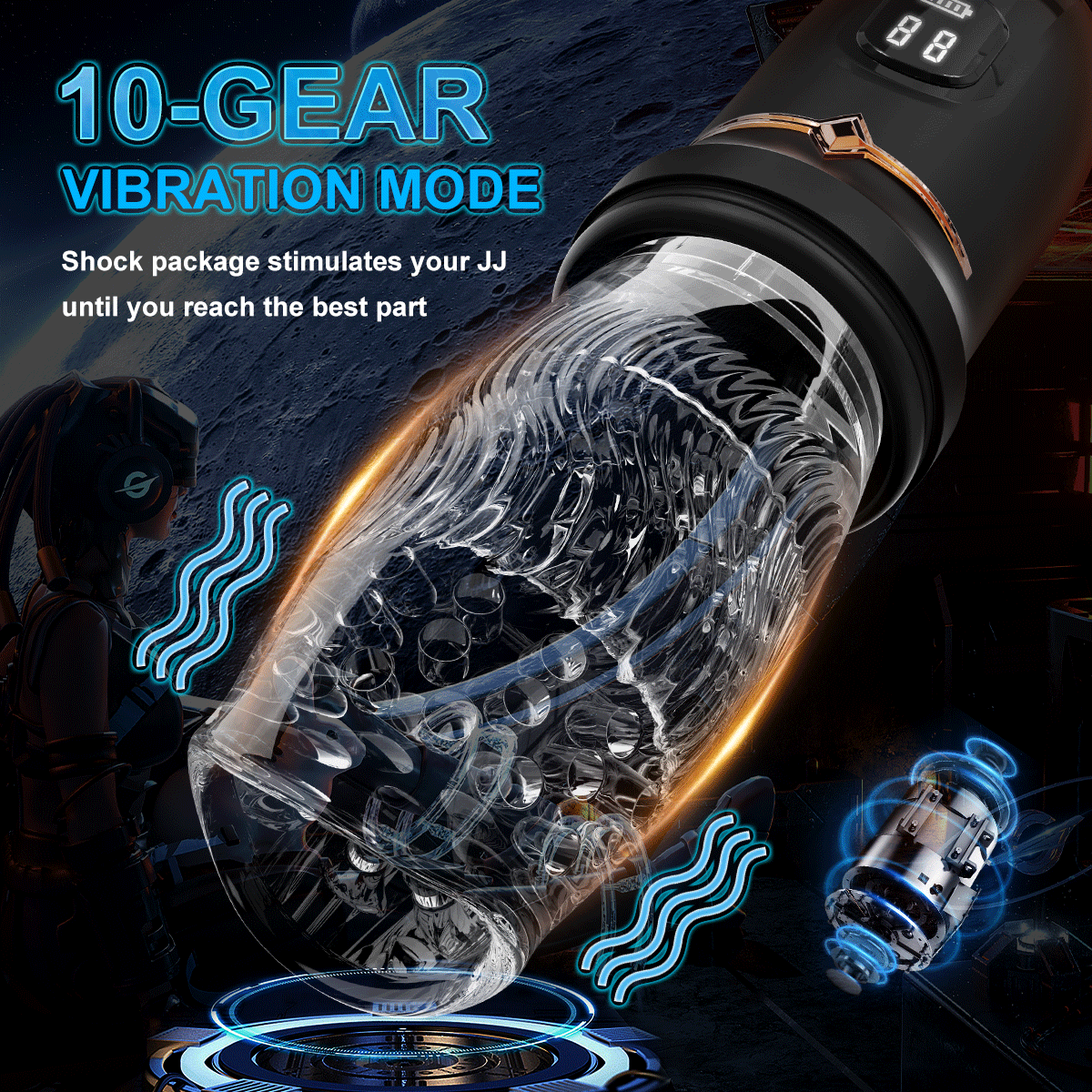 1pc Automatic Male Masturbator 5 Rotating &7 Vibrating Modes Thrusting Oral Sex Male Masturbator ...