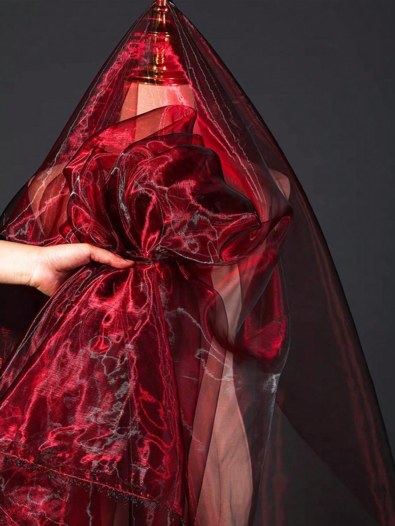 Gradient Two-Color Mesh Fabric, Laser Texture See-Through Fabric Long ...