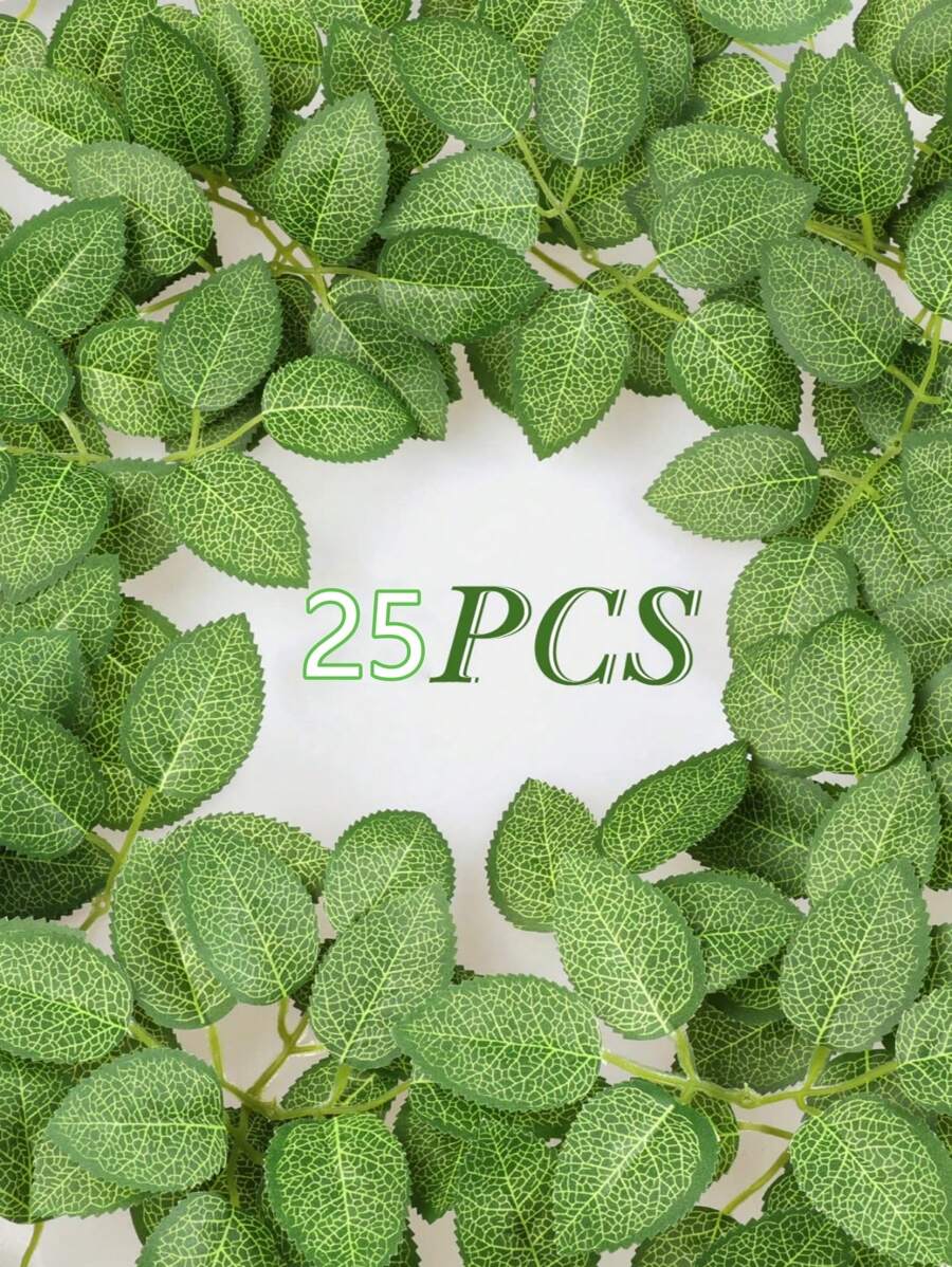 Artificial Green Leaves 25pcs Bulk Silk Rose Leaves Greenery Fake Rose Flower Leaves For DIY ...