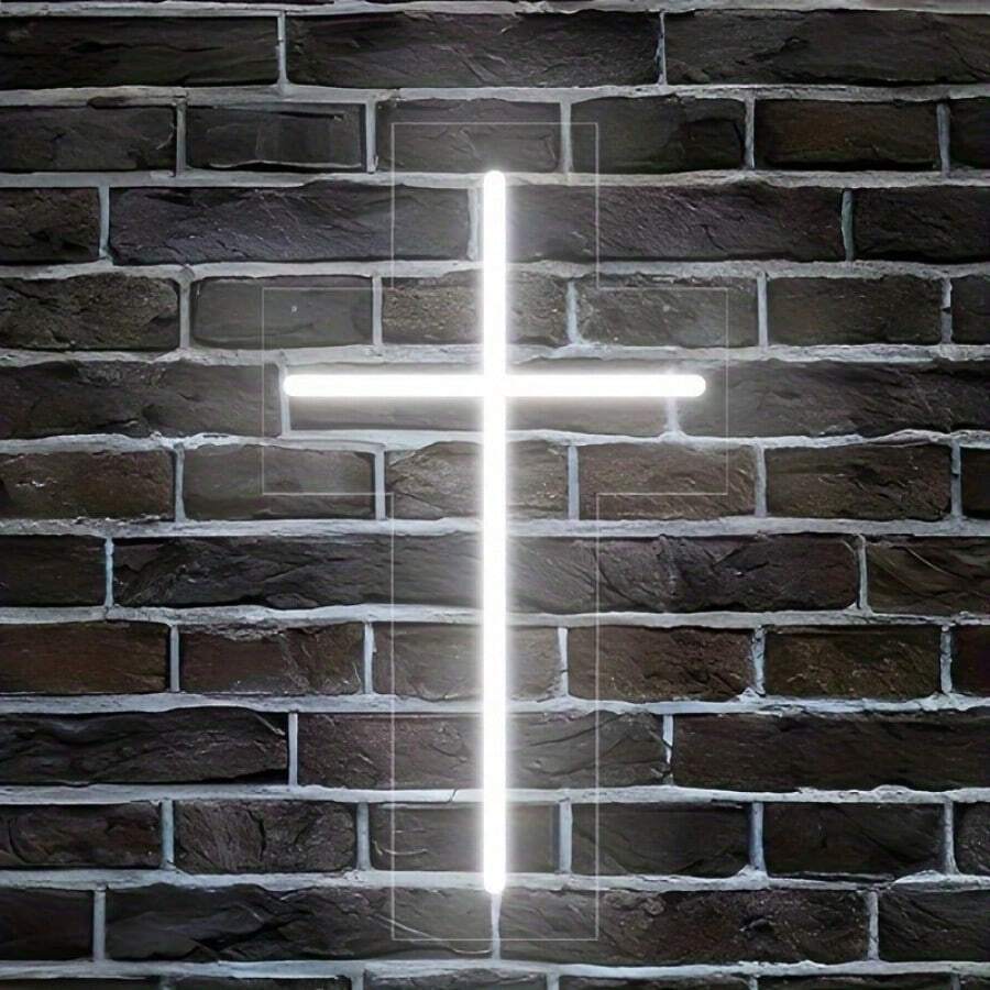 1pc, Jesus Cross Neon Sign (9.4 X 5.3inch), Home Decor LED Neon Sign ...