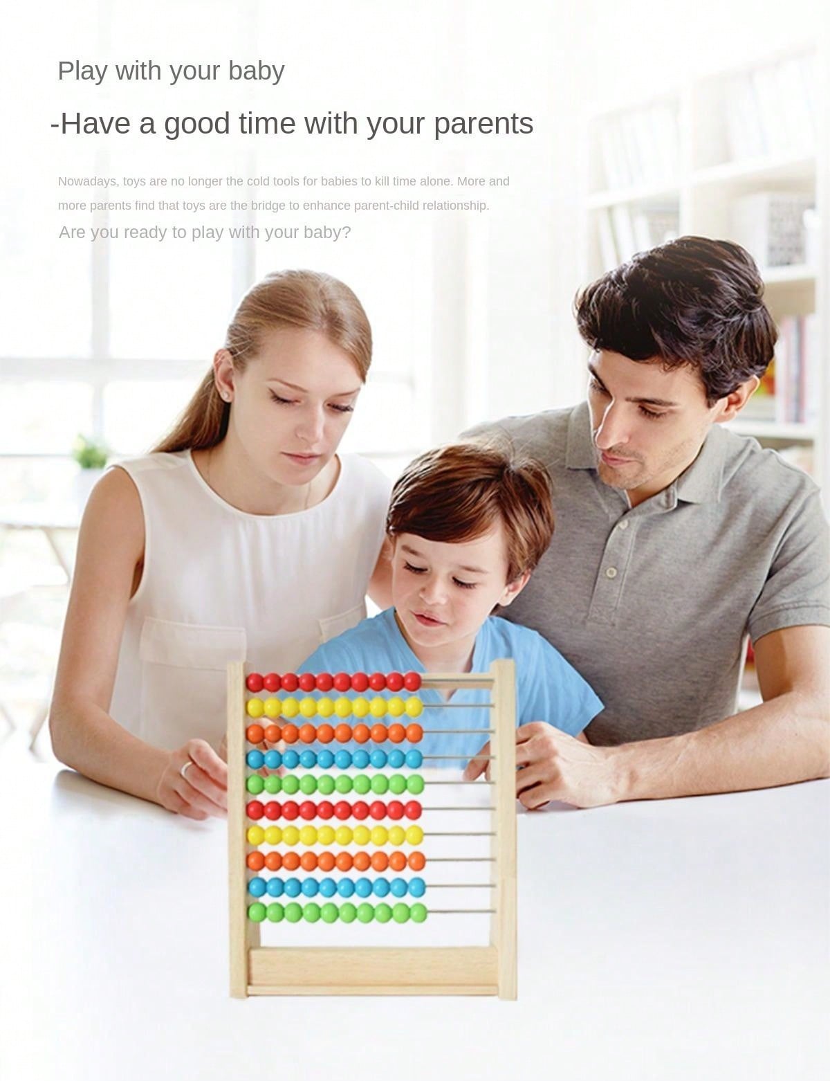 Learning Aid Montessori 10-Layer Wooden Counting Frame, Math Calculator ...