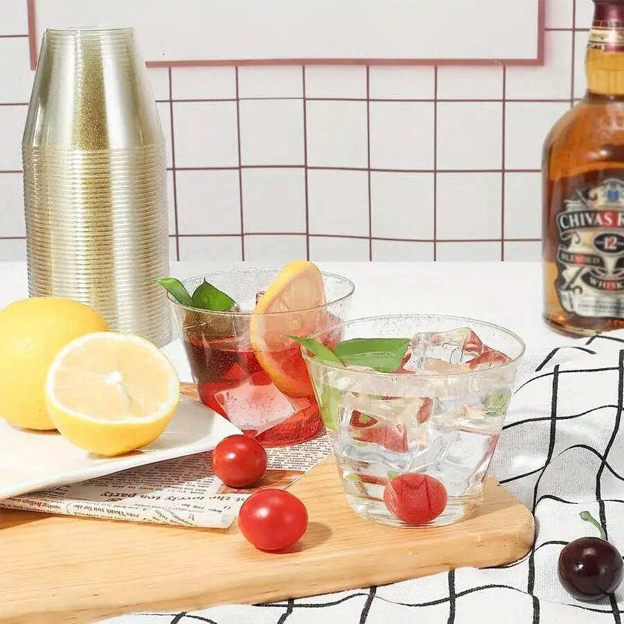 25 Stück Glitzer Gold Mousse Becher, Getränke Becher, Saft Becher ...