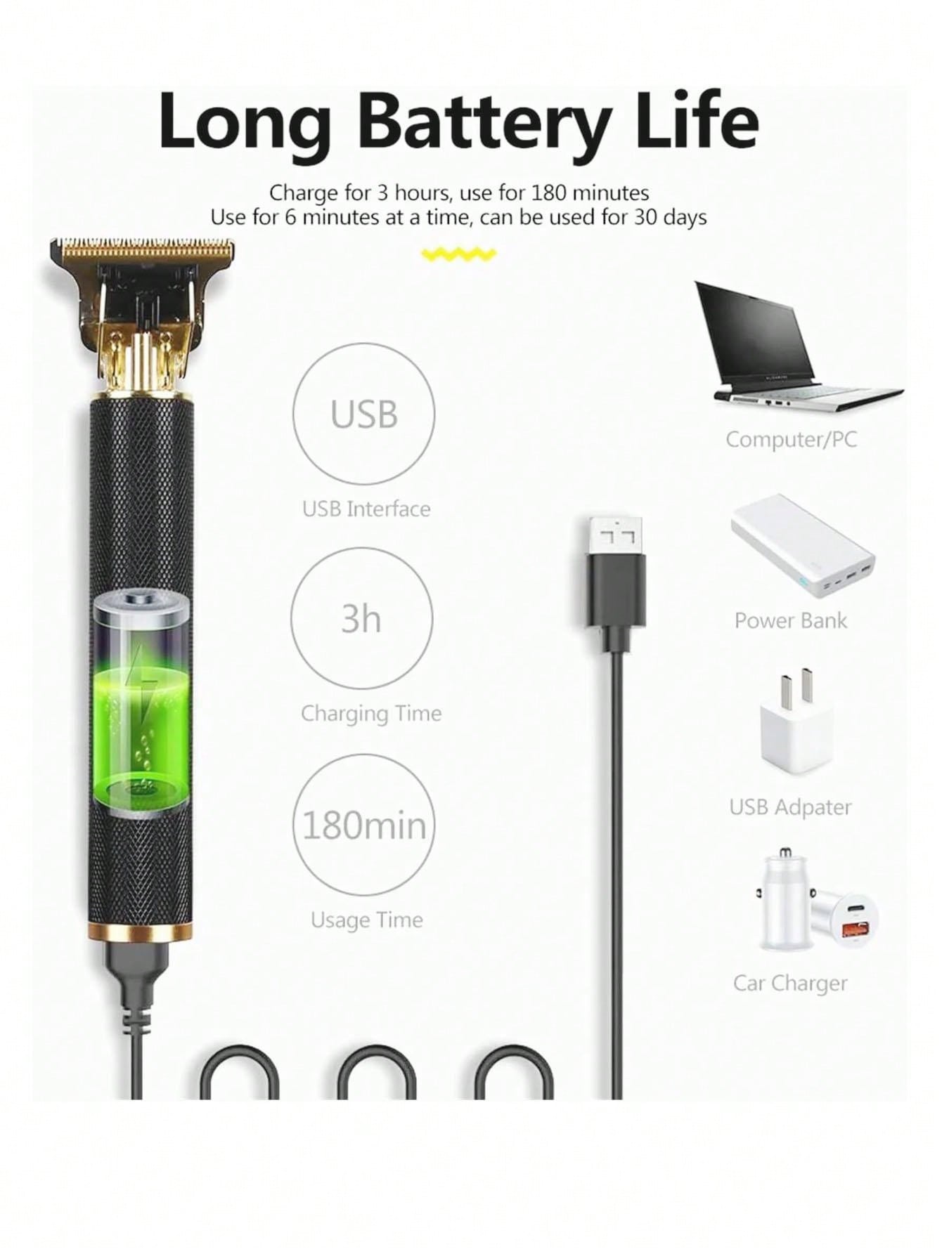 Hair Trimmer Electric Clipper Cordless Haircut Kit Electric Hair ...