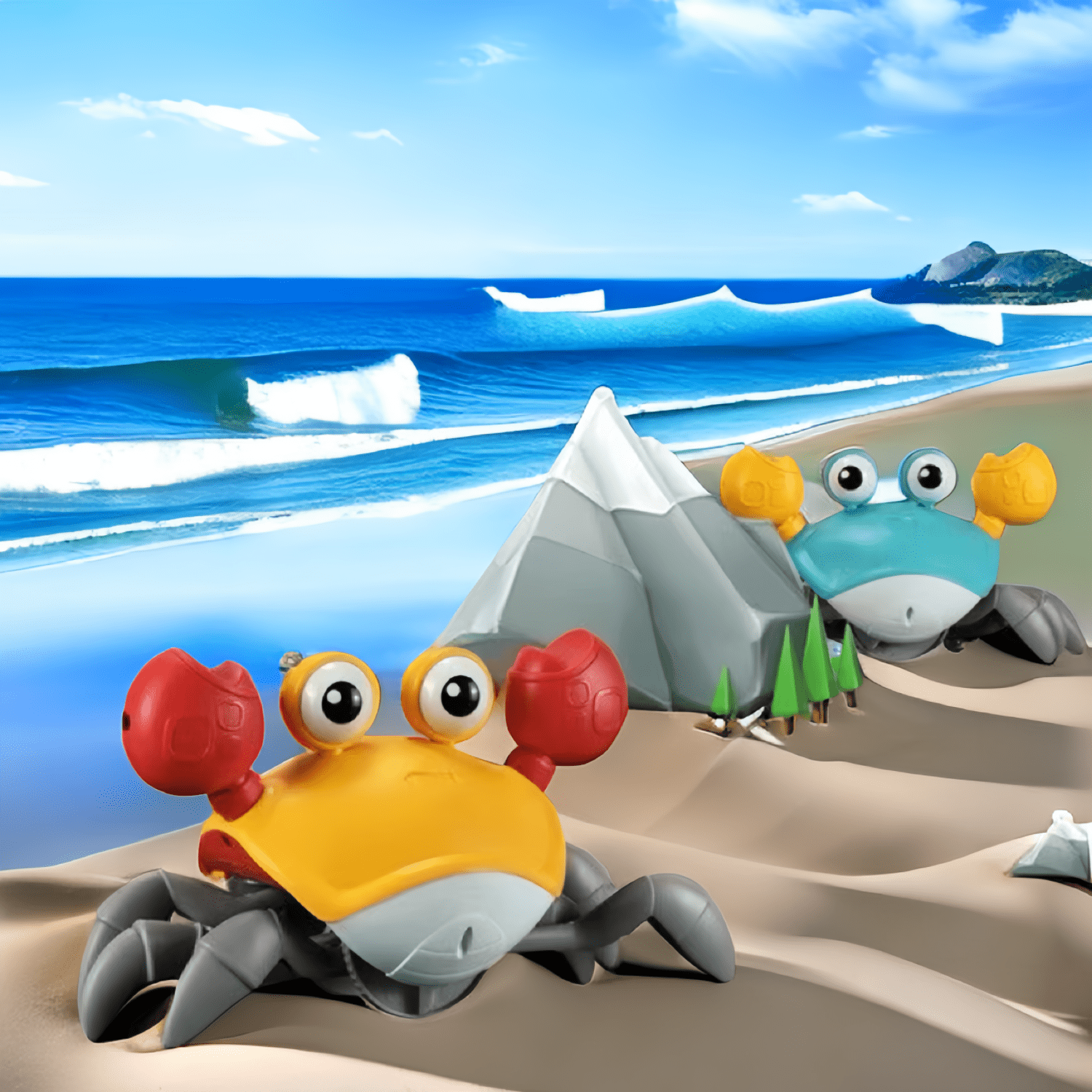 1pc Electric Sensing Running Crab Toy, Green/Orange Realistic Crab That ...