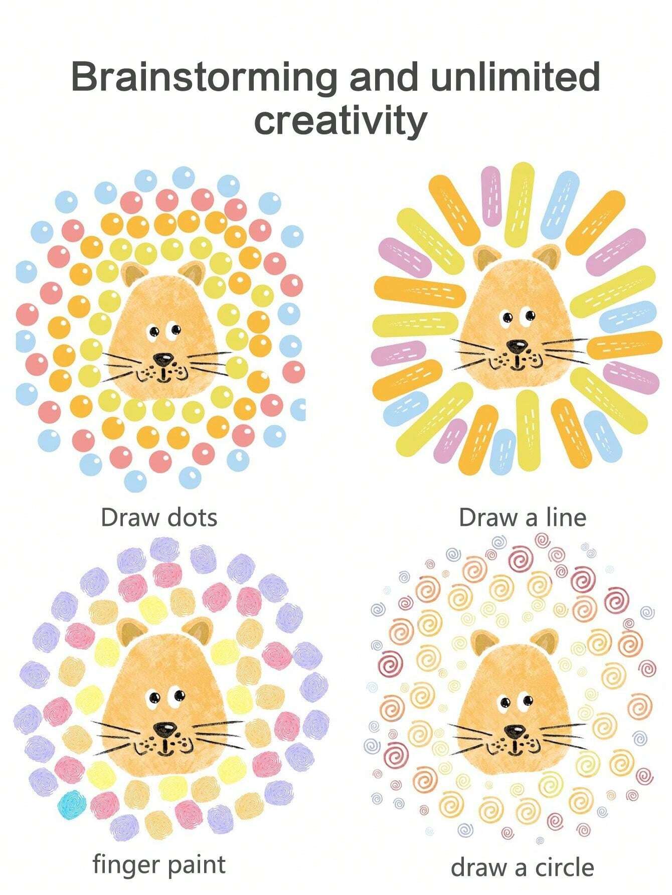 A Set Of Doodle Painting Coloring Book With Finger Dots For Children To ...