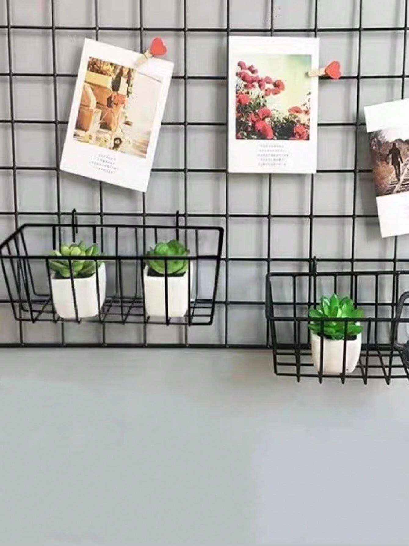 1pc Iron Mesh Hanging Storage Basket Wall-Mounted Organizer, Small ...