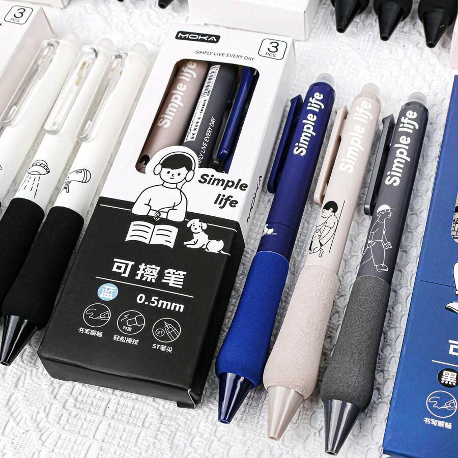 3 stks/doos Push-type Pen , Creatief & Aantrekkelijk Pen Voor Studenten ...