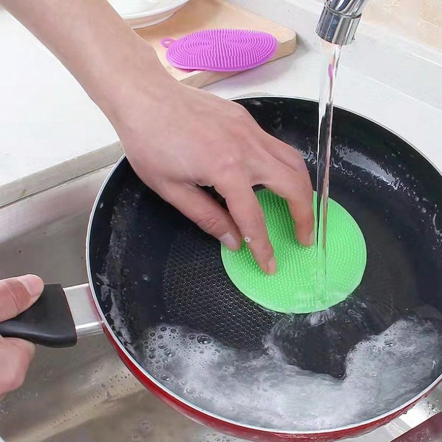 Silicone Dishwashing Brush, Non-Stick Oil Dishcloth, Kitchen Utensils ...