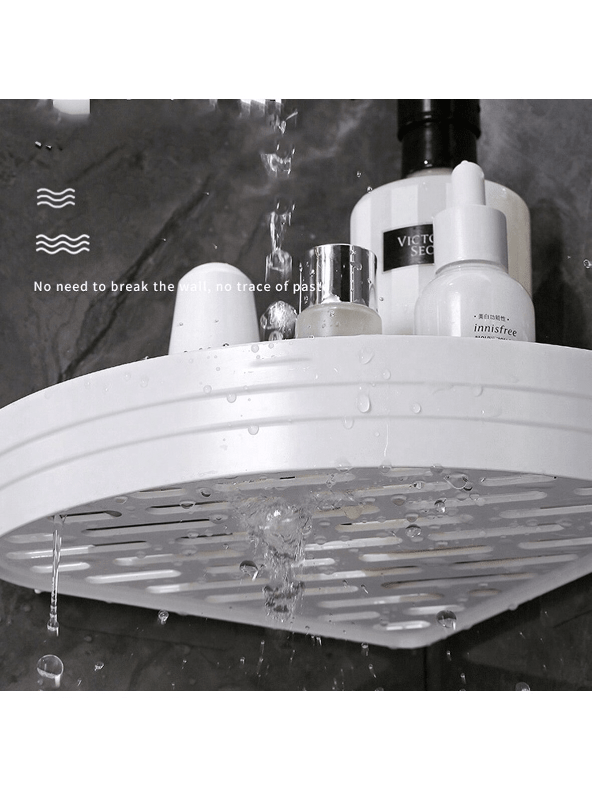 No-Drill Minimalist Bathroom Corner Shelf With Drip Tray | SHEIN USA