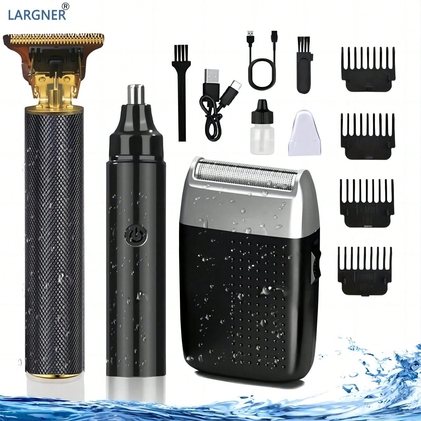 LARGNER Professional Hair Clippers For Men- Hair Cutting Kit & Zero Gap ...