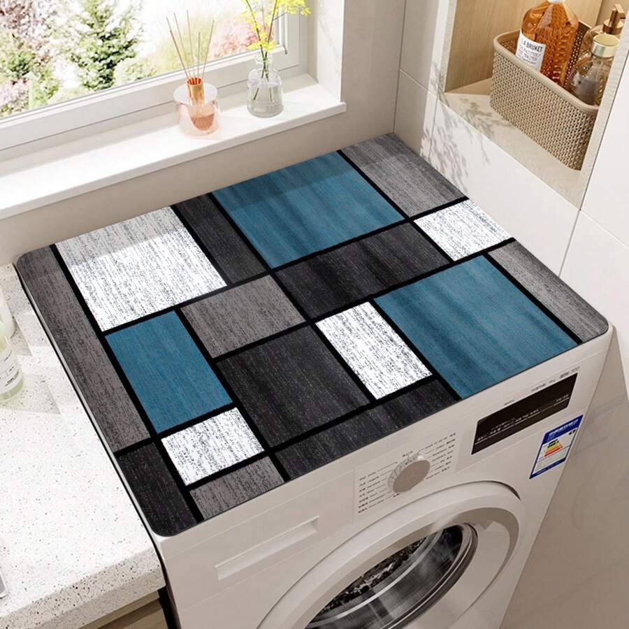 1pc Blue Washing Machine Dust Cover,Countertop Absorbent Table Mat,Absorbent & Quick-Dry Fridge ...