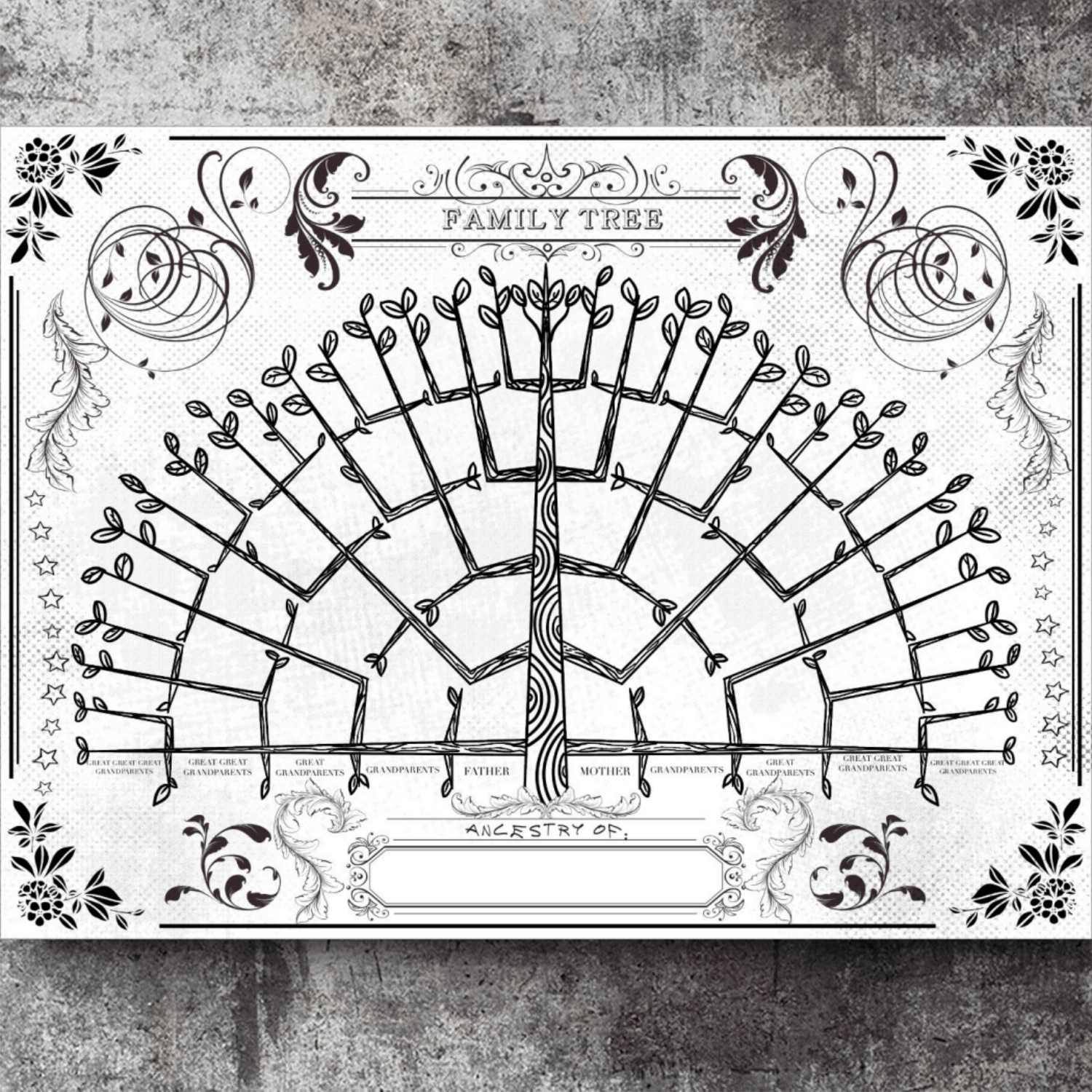 1pc, Family Tree Chart To Fill In - 6 Generation Genealogy Poster ...