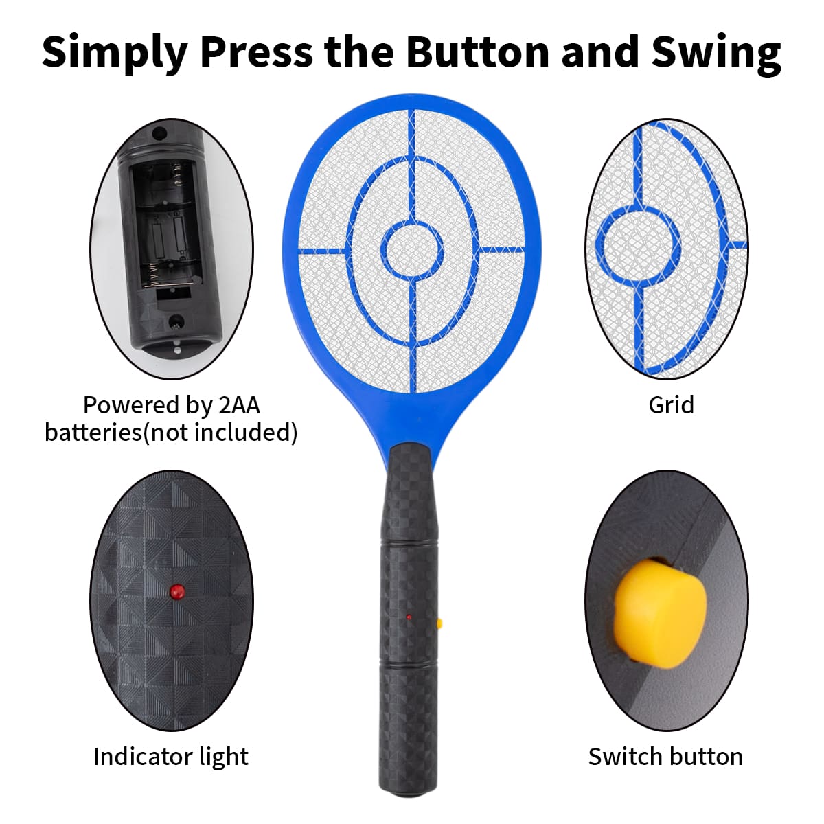 Battery-Powered Electric Fly Swatter/Bug Zapper Racket And Portable ...