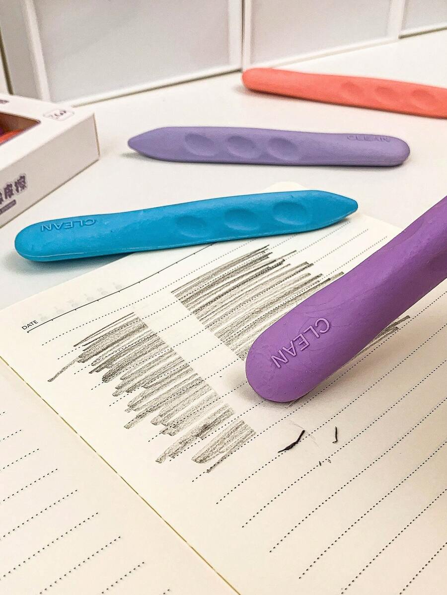 1 Box Containing 3 Large Hole Pencil Erasers, Macaron Shaped Rubber ...