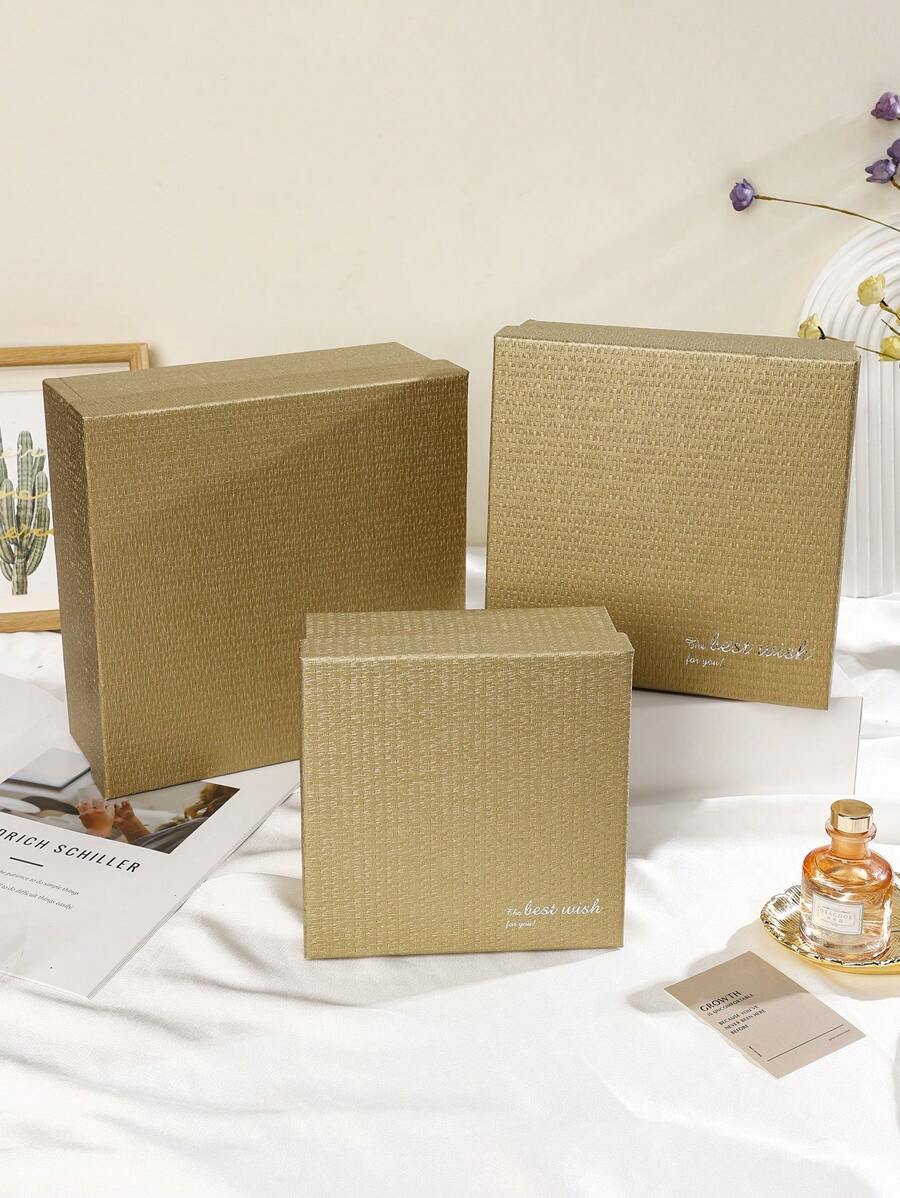 Set Of 3 Assorted Sizes Square Gift Boxes For Wedding Presents ...