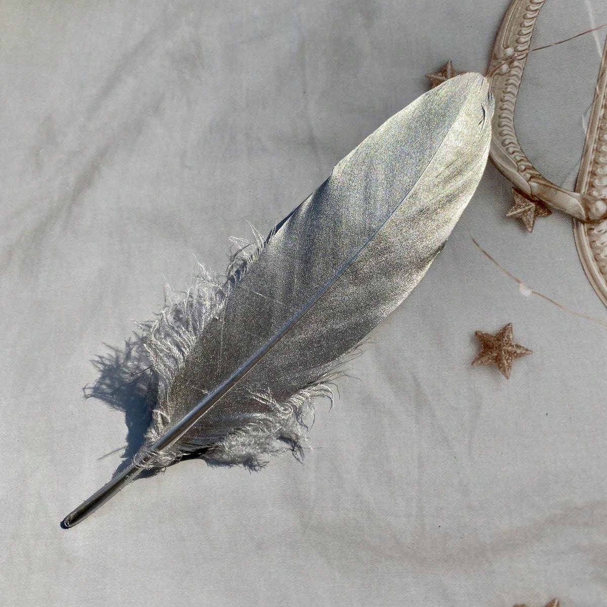 1set Of 10pcs Golden Feather Plumes With Gold-Sprayed Tips, Including ...