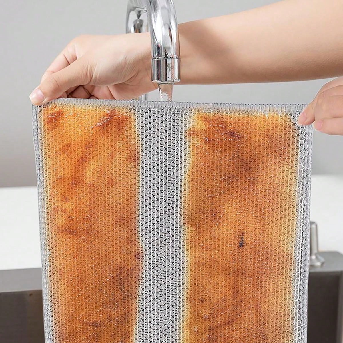 1/2/4/6pcs Steel Wire Mesh Scrubbing Cleaning Cloth With Dual-Sided ...