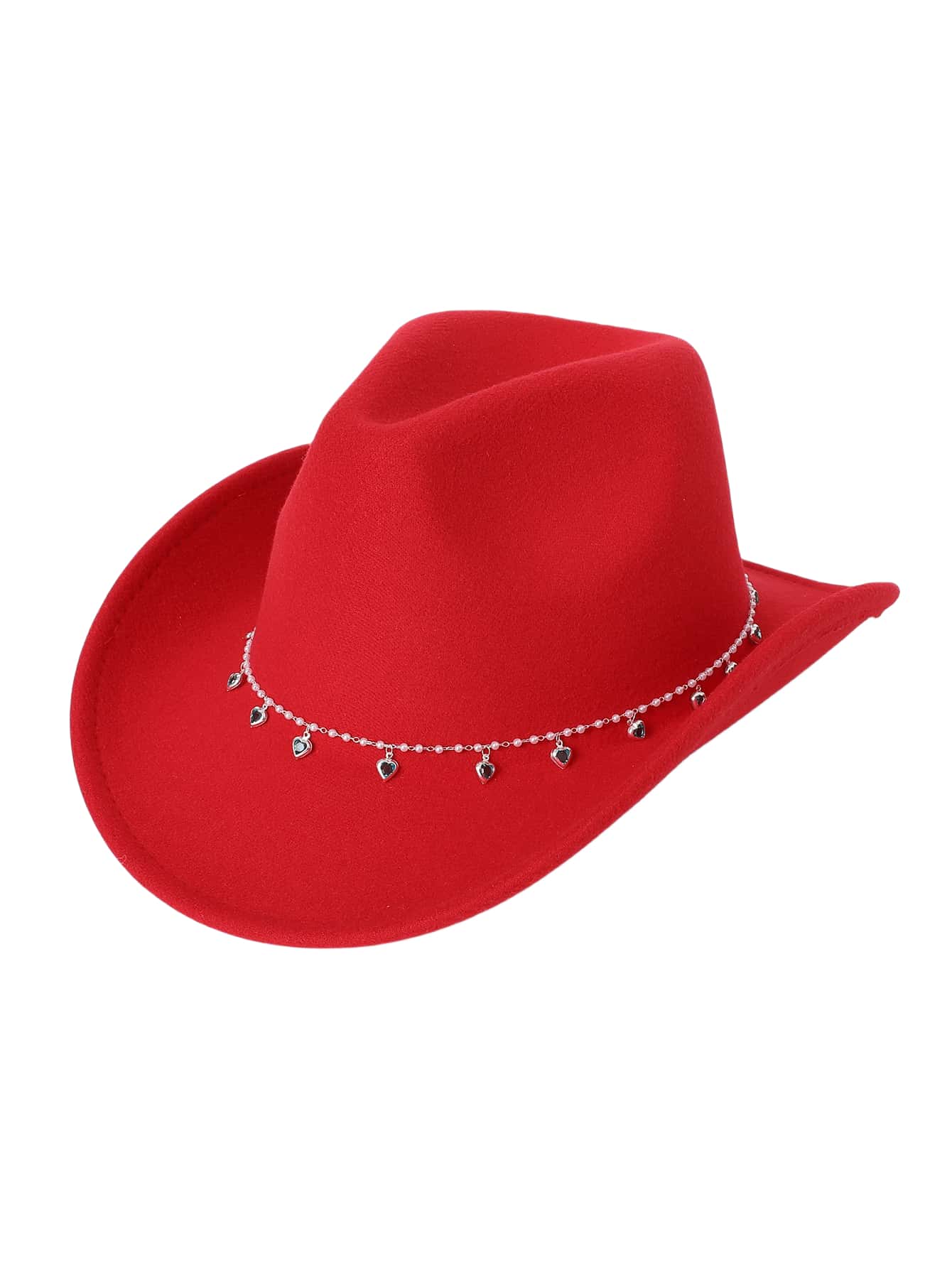 1pc [Cowboy Hat] Women's Cowboy Hat With Blue Heart Rhinestone Pendant ...