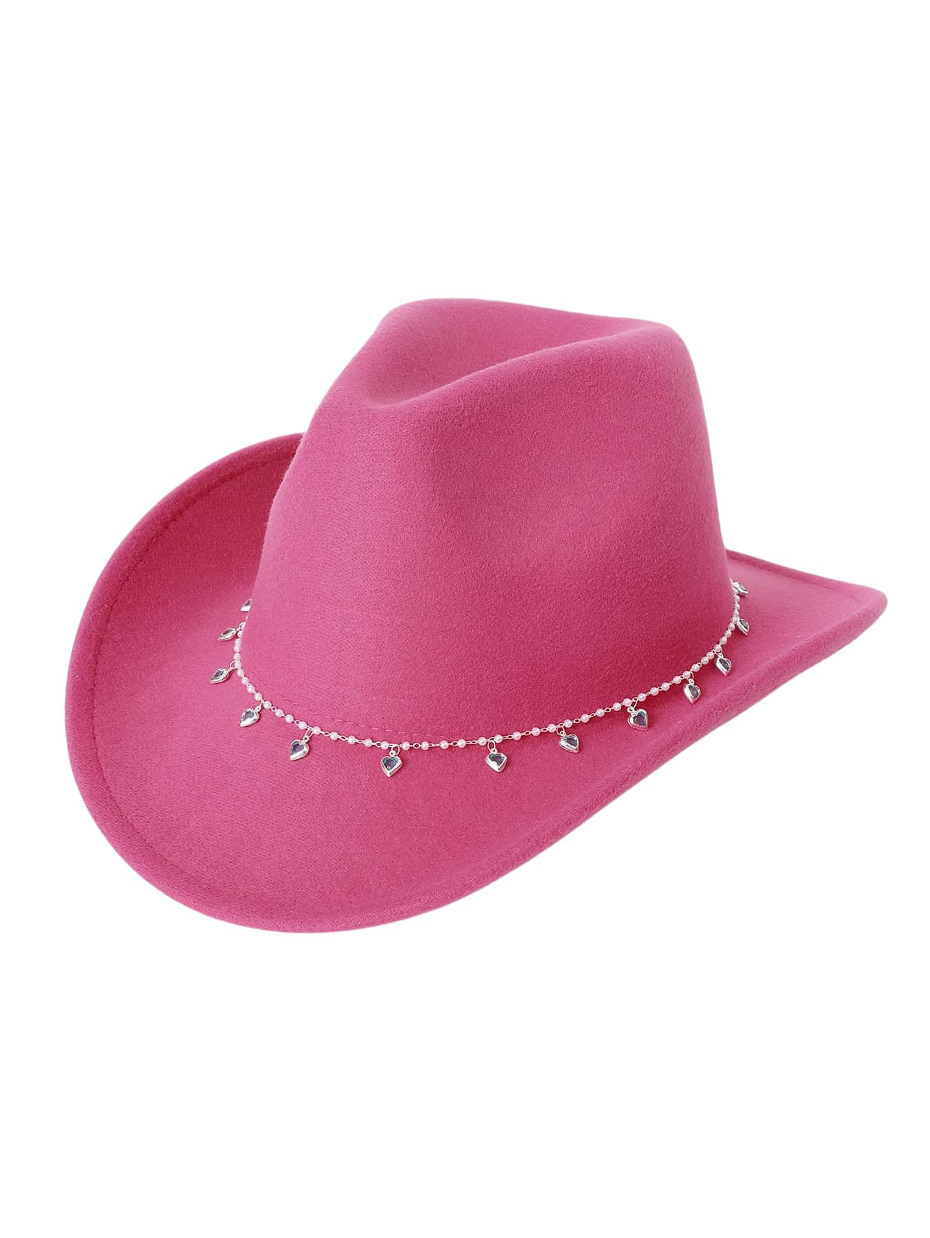 1pc [Cowboy Hat] Women's Cowboy Hat With Blue Heart Rhinestone Pendant ...