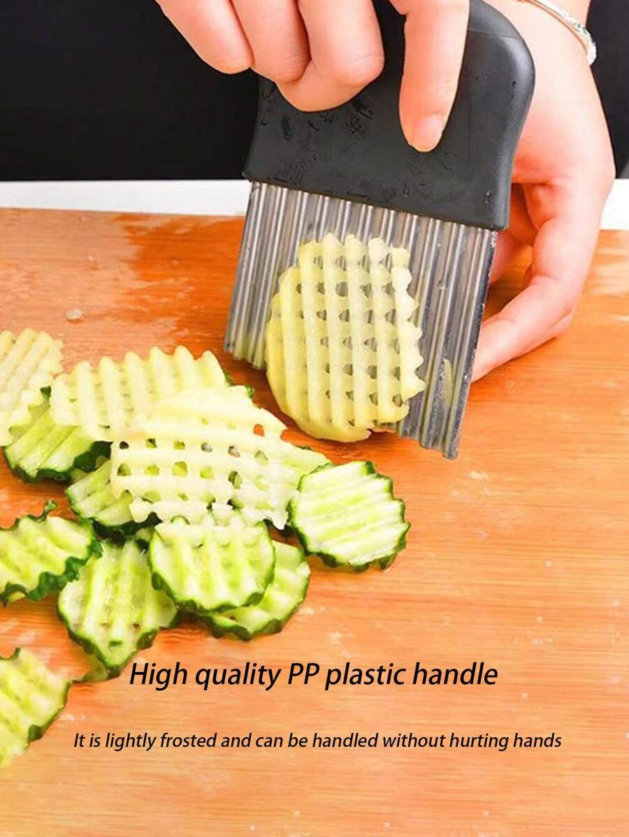 1pcPattern Wave Cutter Stainless Steel Wolf Tooth Potato Cutter ...