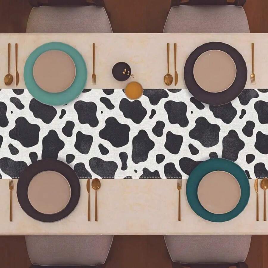 1pc Checkered Leopard Print Tablecloth, Rectangle Cow Pattern Printed ...