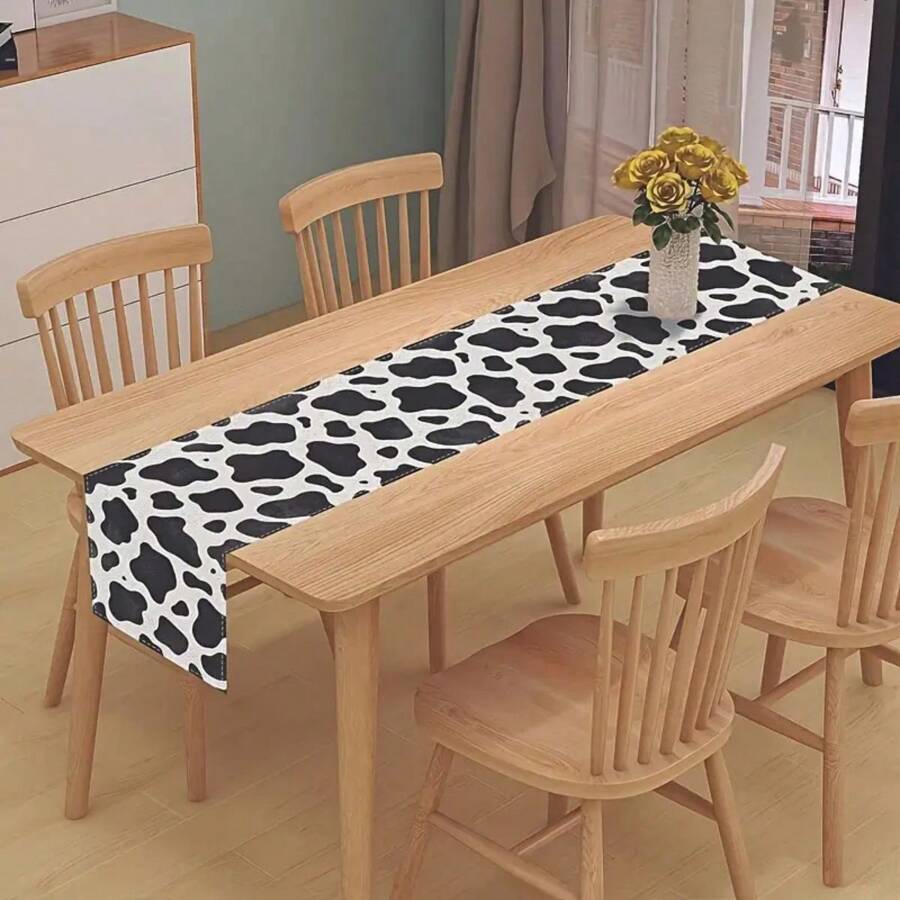 1pc Checkered Leopard Print Tablecloth, Rectangle Cow Pattern Printed ...