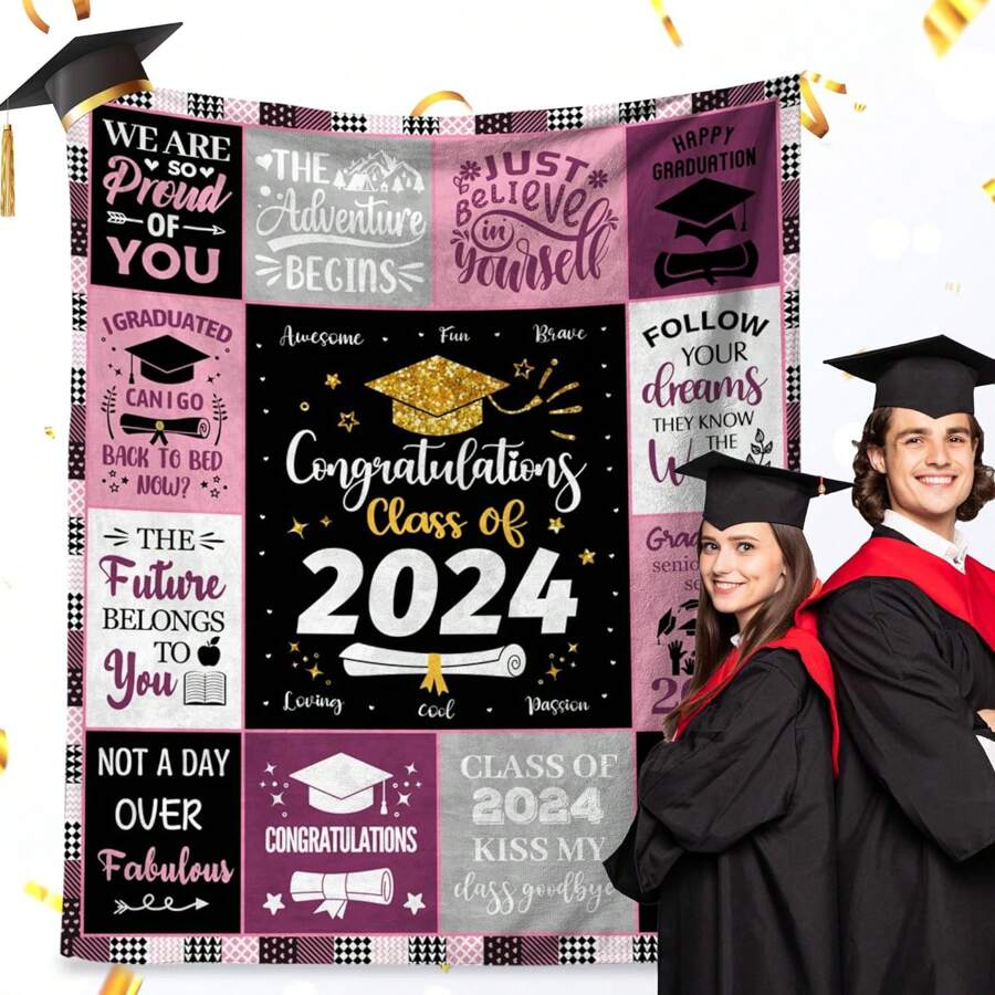1pc 2024 Graduation Throw Blanket ,2024 Graduation Gifts For Her Him ...