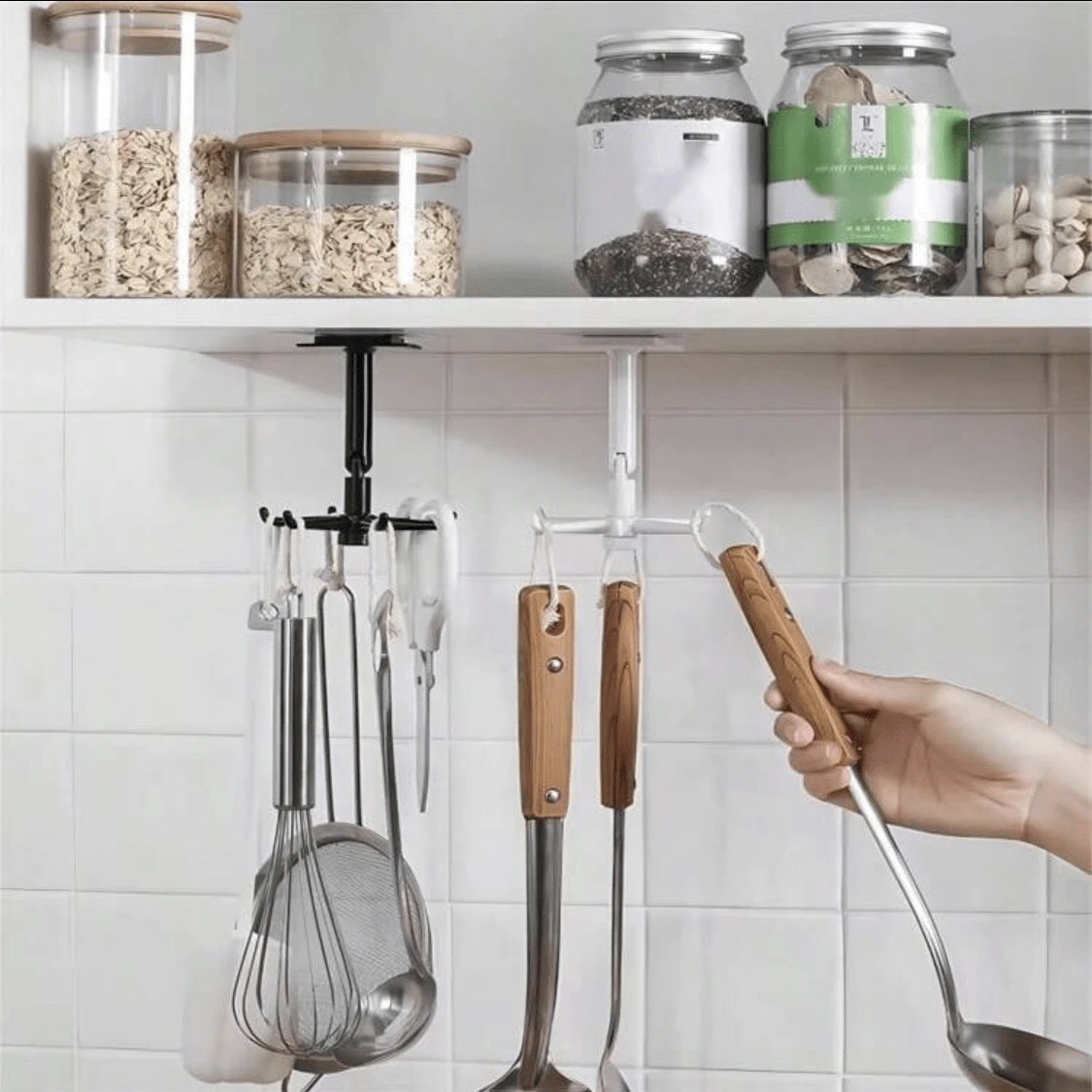Multi-Purpose, Wall-Mounted, 360-Degree Rotatable Kitchen Utensil Rack ...