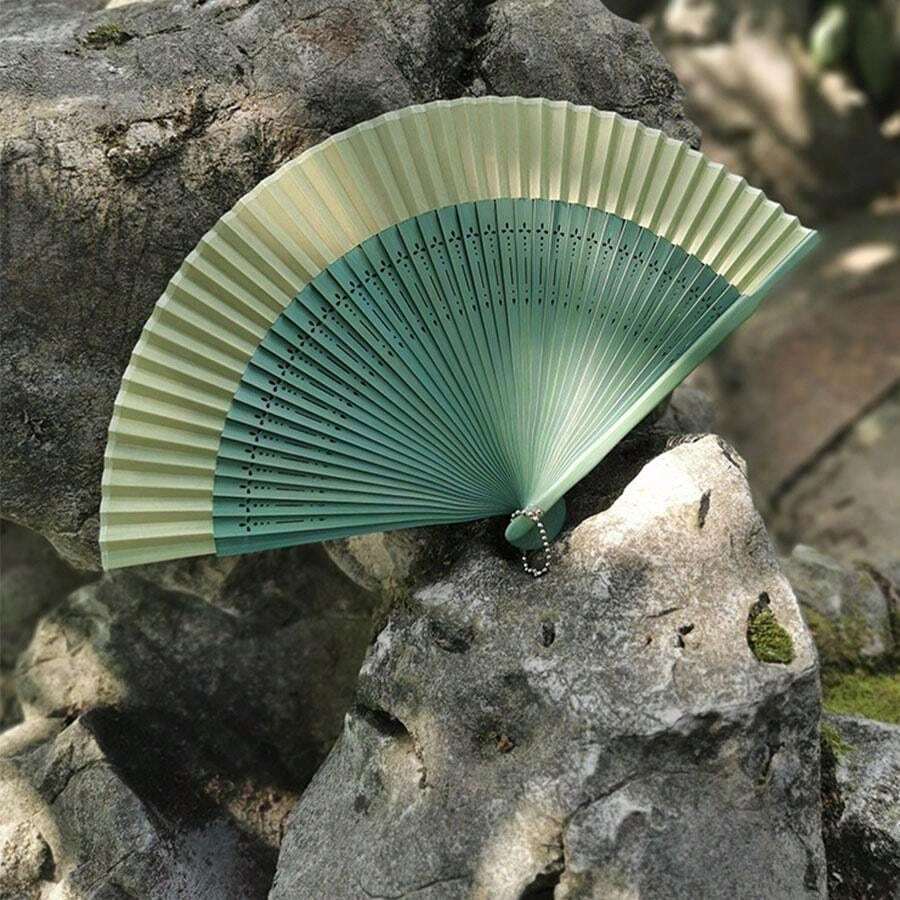 Leque Chinês Dobrável Antigo de Uma Peça, Primavera/Verão, Para Hanfu ...