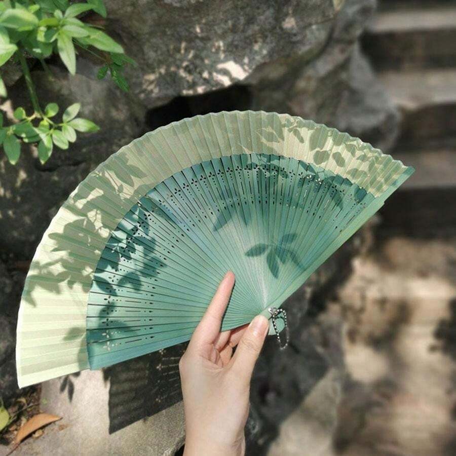Leque Chinês Dobrável Antigo de Uma Peça, Primavera/Verão, Para Hanfu ...