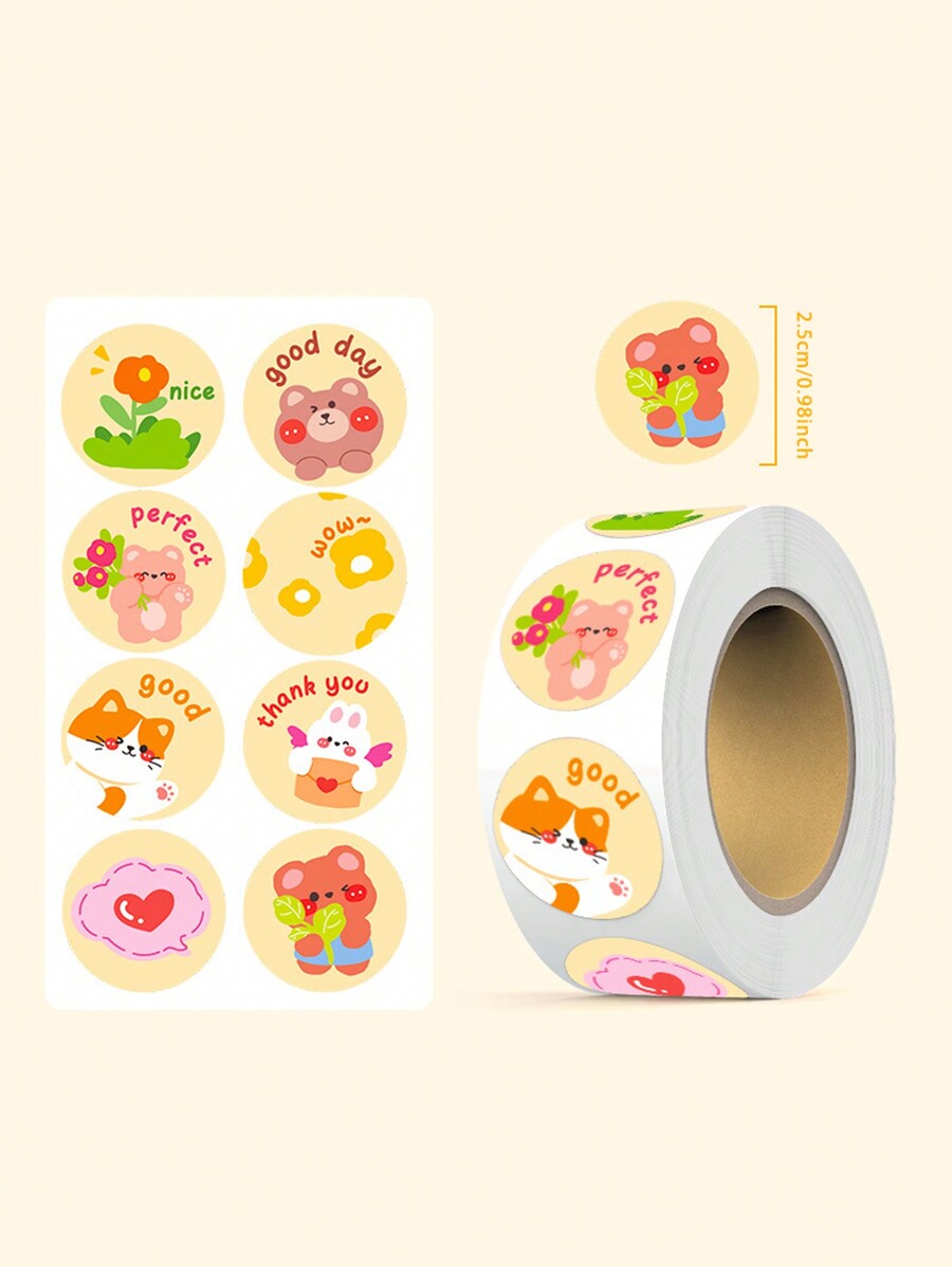 500pcs/roll Cartoon Graphic Assorted Sticker, Cute Multi-purpose ...